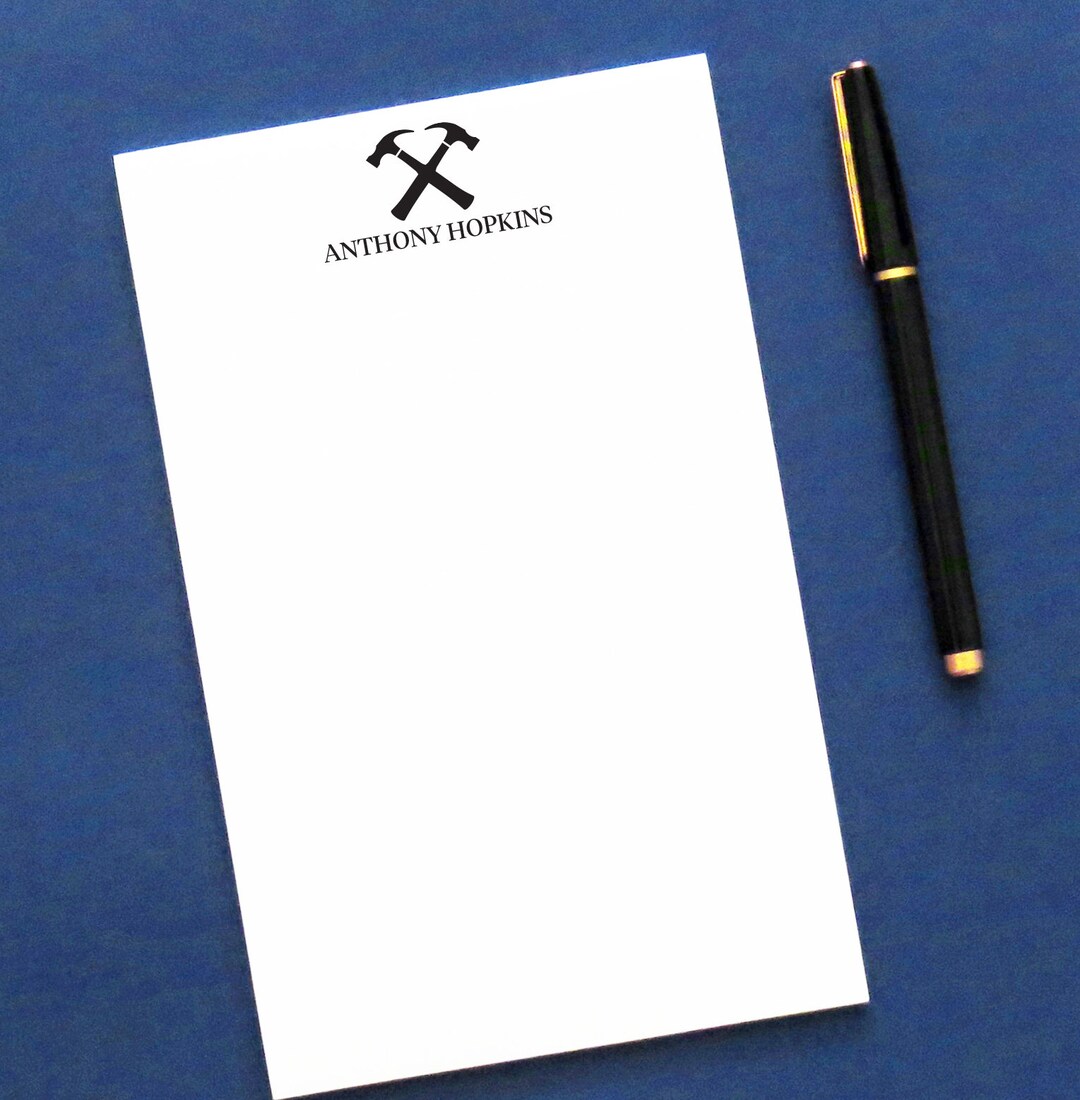 Hammer Silhouette Notepad for Men Personalized Note Pads With Hammer ...