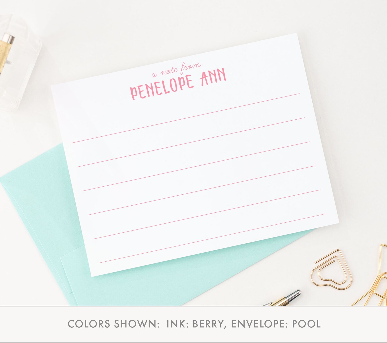 Personalized Lined Stationary for Girls, Personalized Stationery for ...