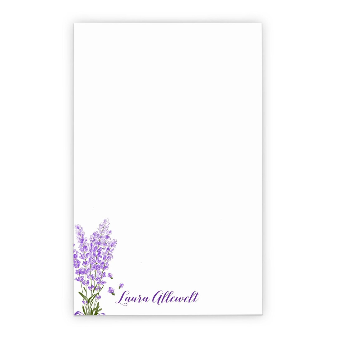 Lavender Personalized Note Pads for Women, Womens Elegant Lavender ...