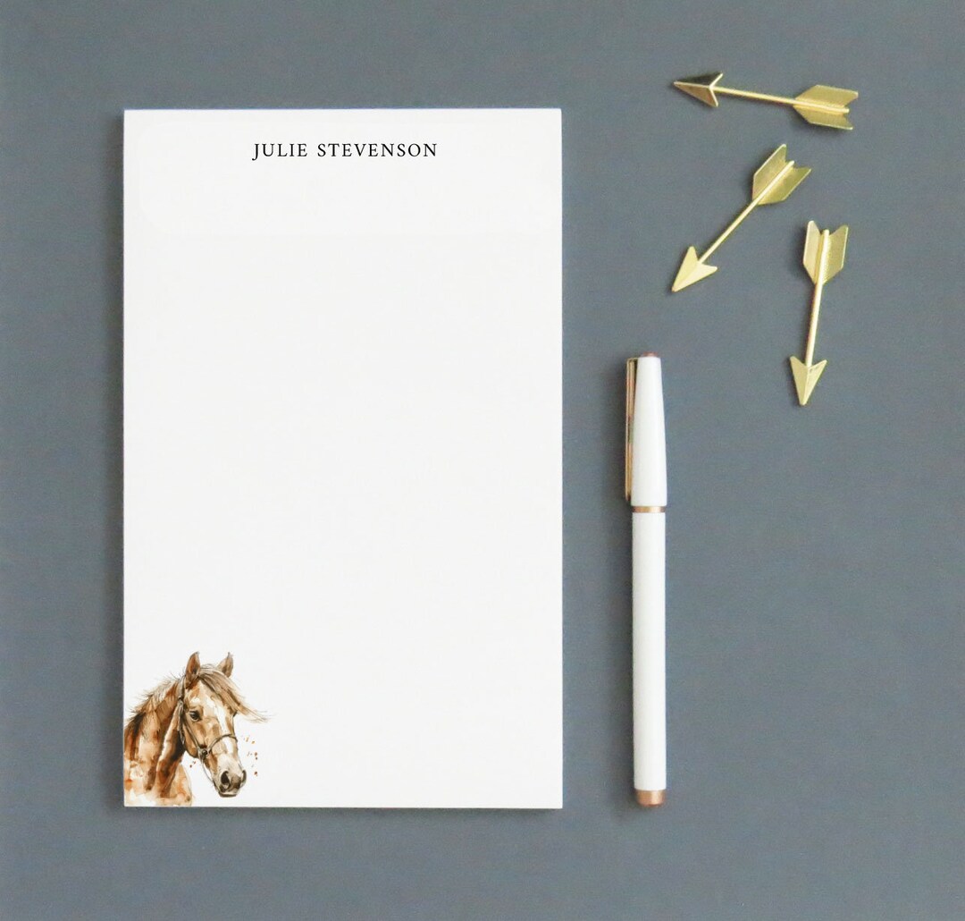 Personalized Note Pad Stationery With Horses, Horse Notepad Stationary ...