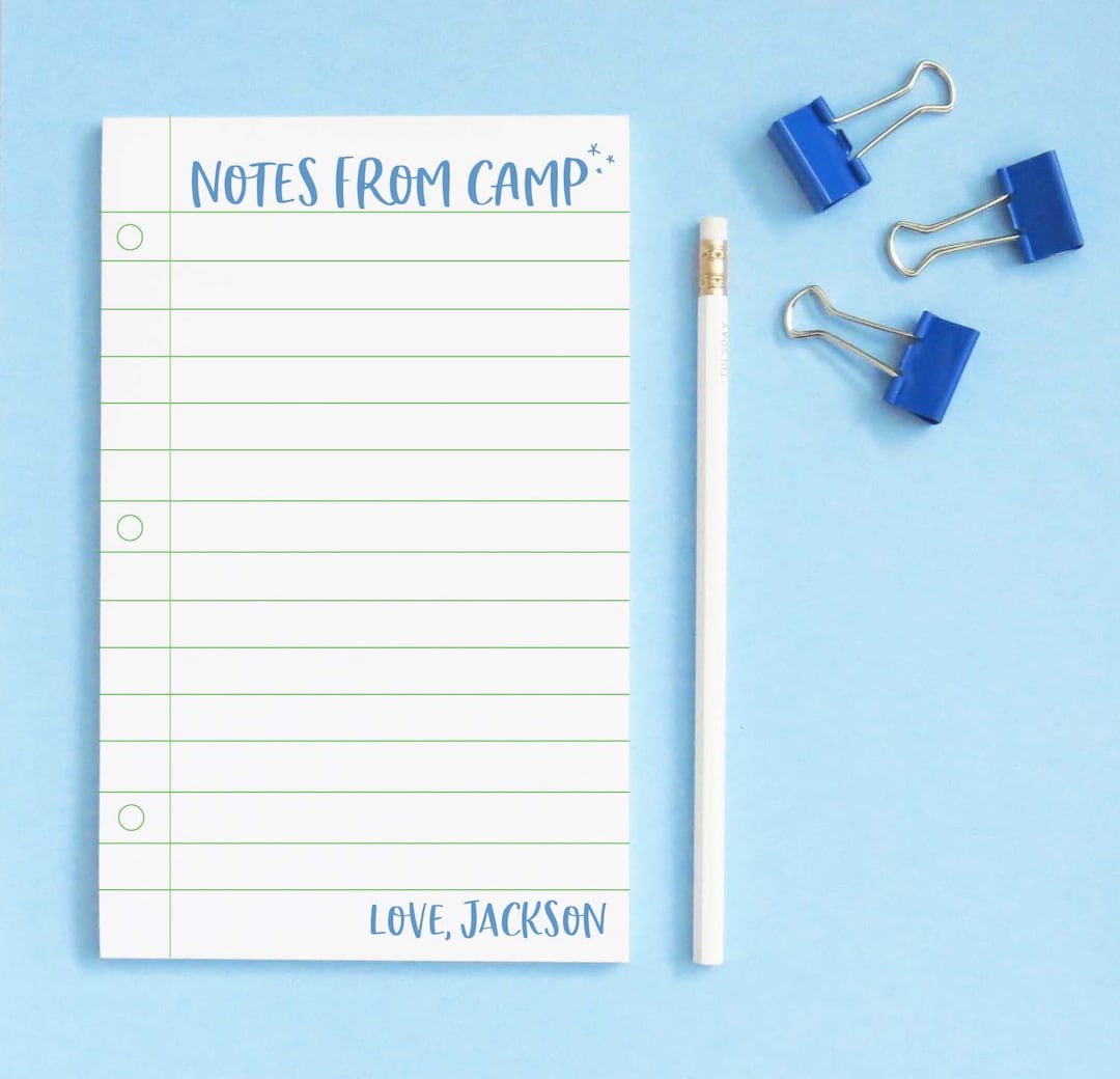 Personalized Notes From Camp Stationery for Kids Custom Camp Notepads ...