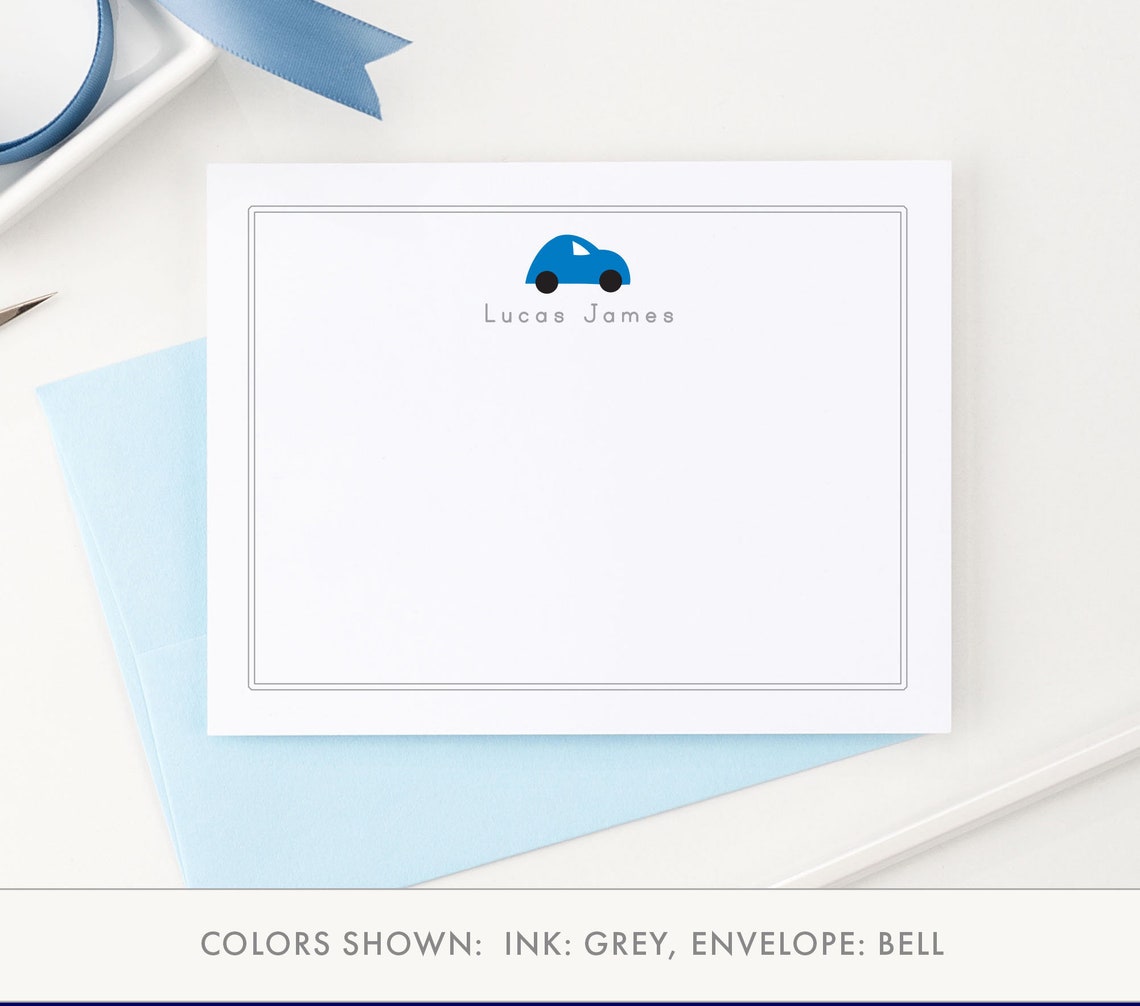 Boys Car Personalized Notecards for Kids Car Thank You Cards - Etsy