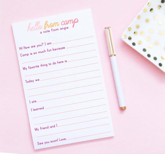 Girls Personalized Notepad for Summer Camp A Note From - Etsy