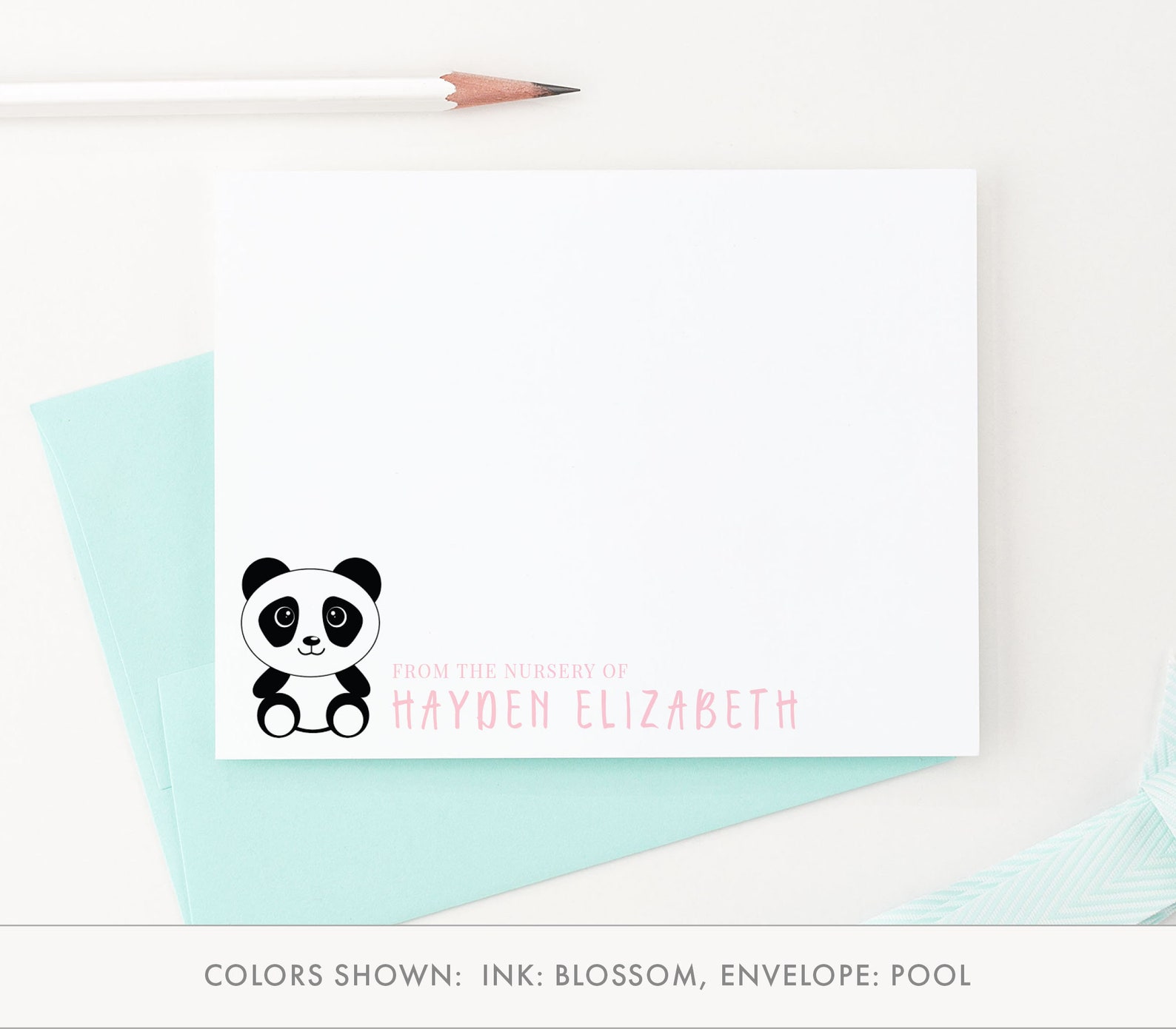 Panda Stationery set for Girls Personalized Baby Thank You | Etsy