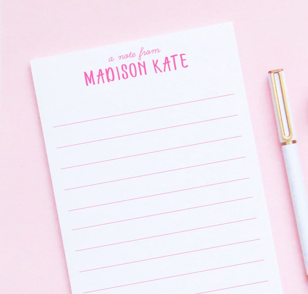 Personalized Lined Notepad for Girls, Personalized Notepad for Kids ...