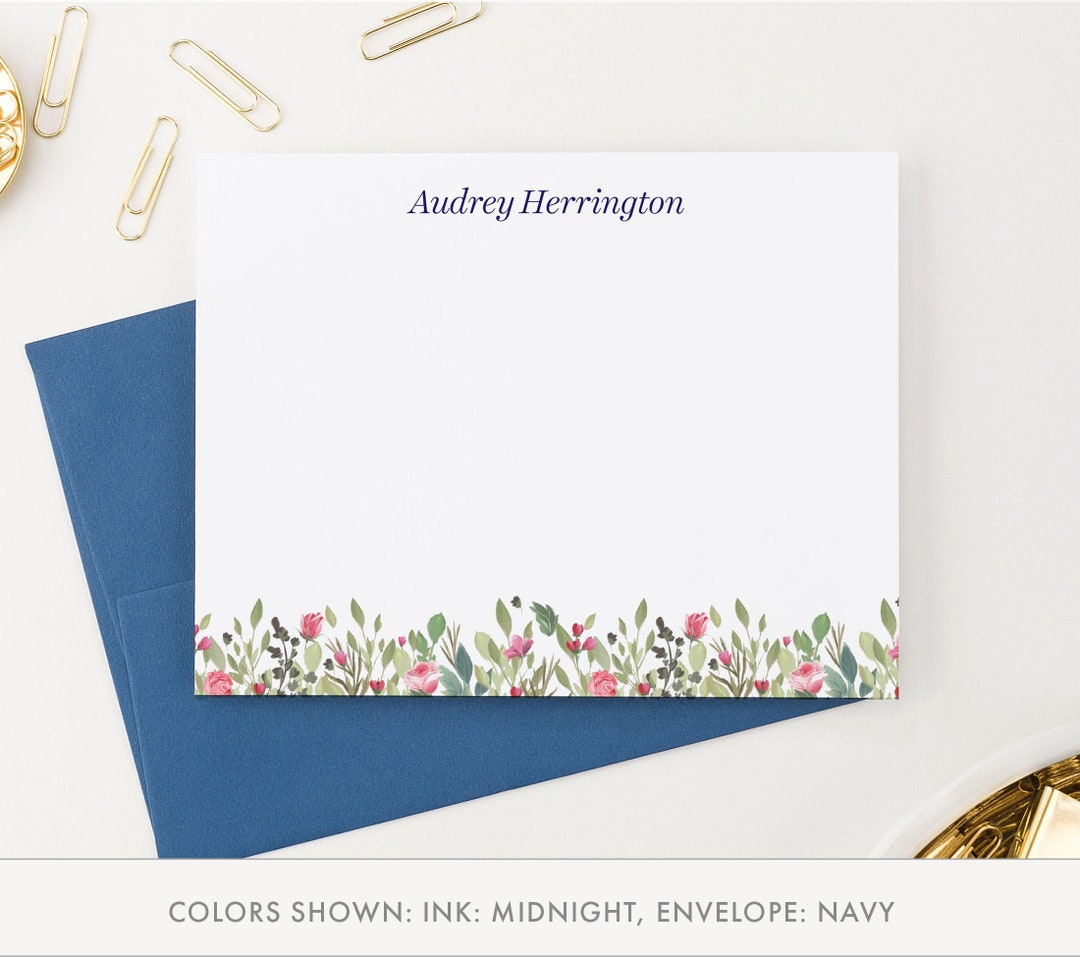 Personalized Womens Stationary With Flowers, Floral Stationery Set ...