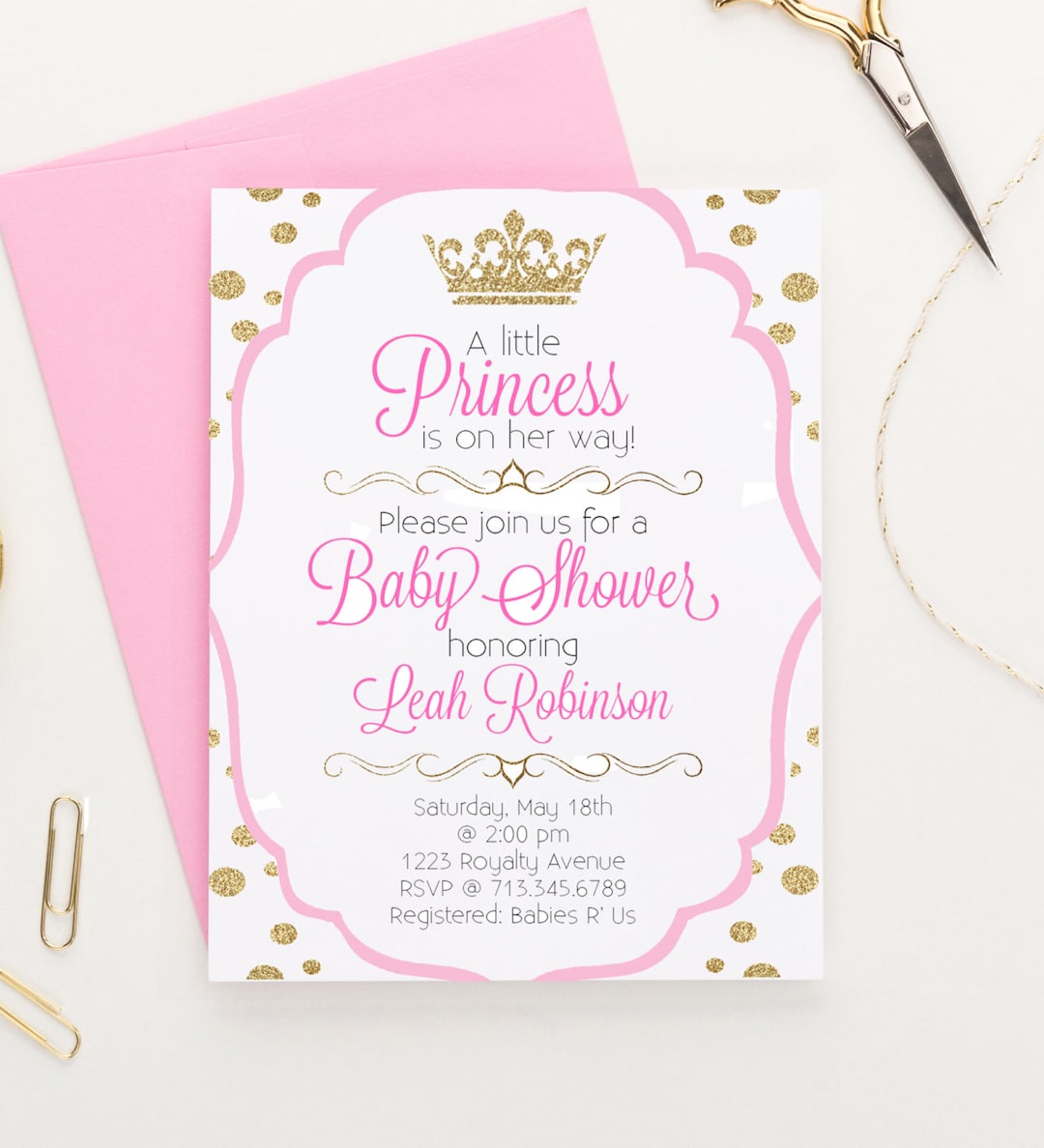 Princess Baby Shower Invitation, Crown Baby Shower Invitations Download ...