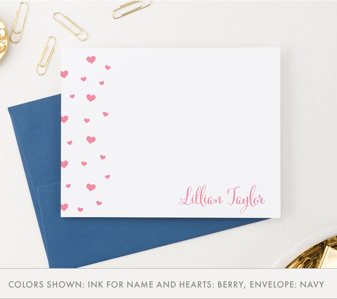 Customized Heart Stationary, Personalized Kids Stationery Folded Card ...