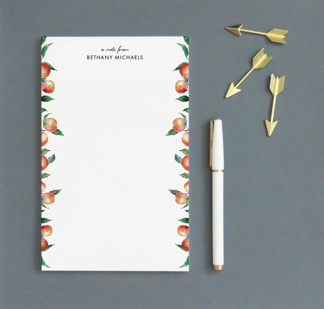 Personalized Note Pad With Name, Watercolor Fruit Stationery Paper Set ...