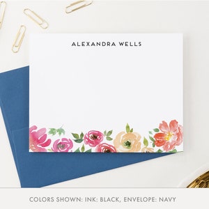 Personalized Floral Stationery Set, Womens Stationary With Flowers ...