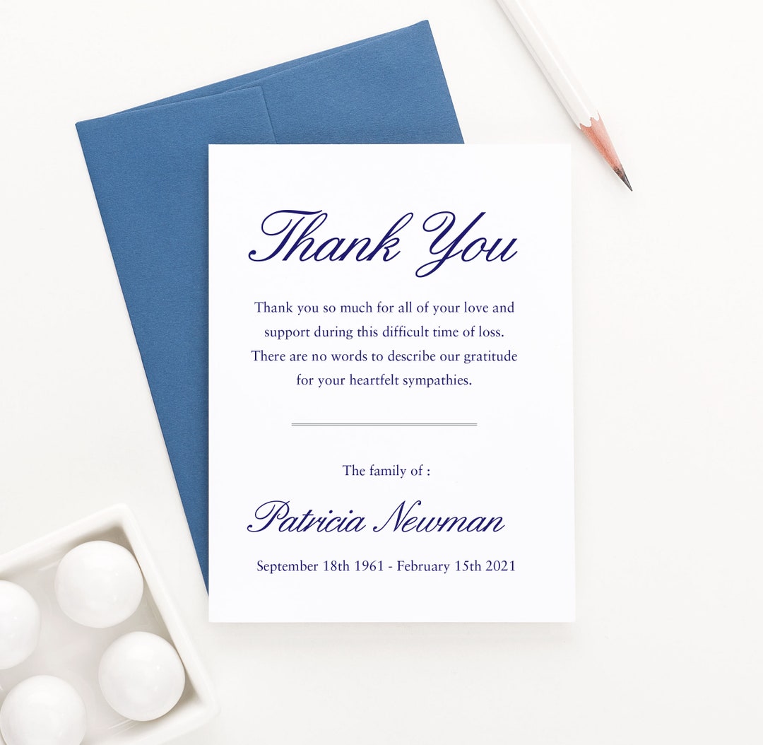 Elegant Funeral Stationary Notes, Custom Funeral Note Cards Modern ...