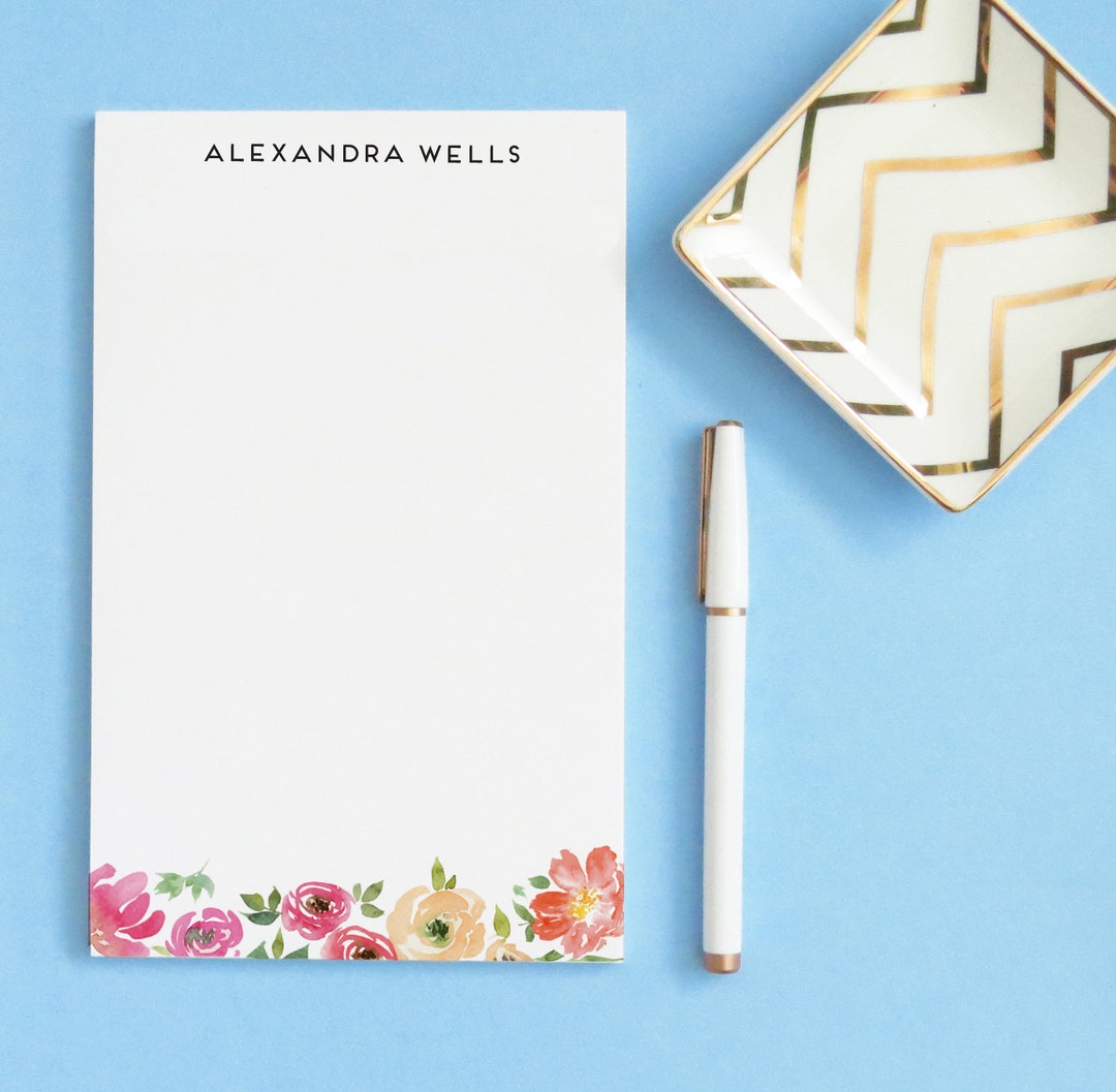 Elegant Florals Notepad Floral Notepad for Women Personalized ...