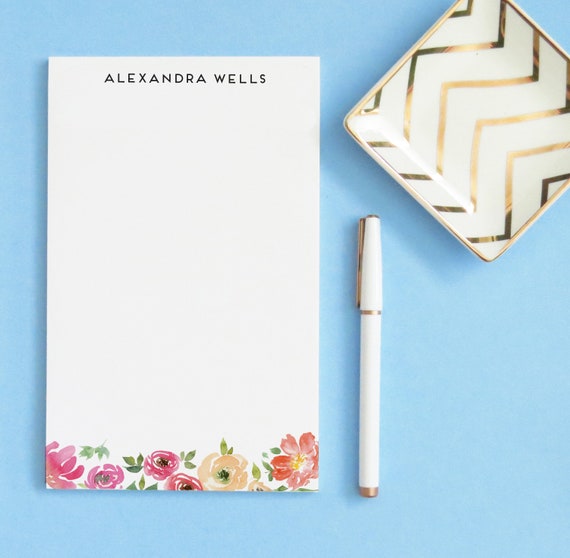 Elegant Florals Notepad Floral Notepad for Women Personalized | Etsy