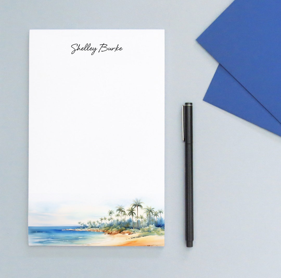 Personalized Note Pads With Name, Letter Writing Paper, Vibrant Beach ...