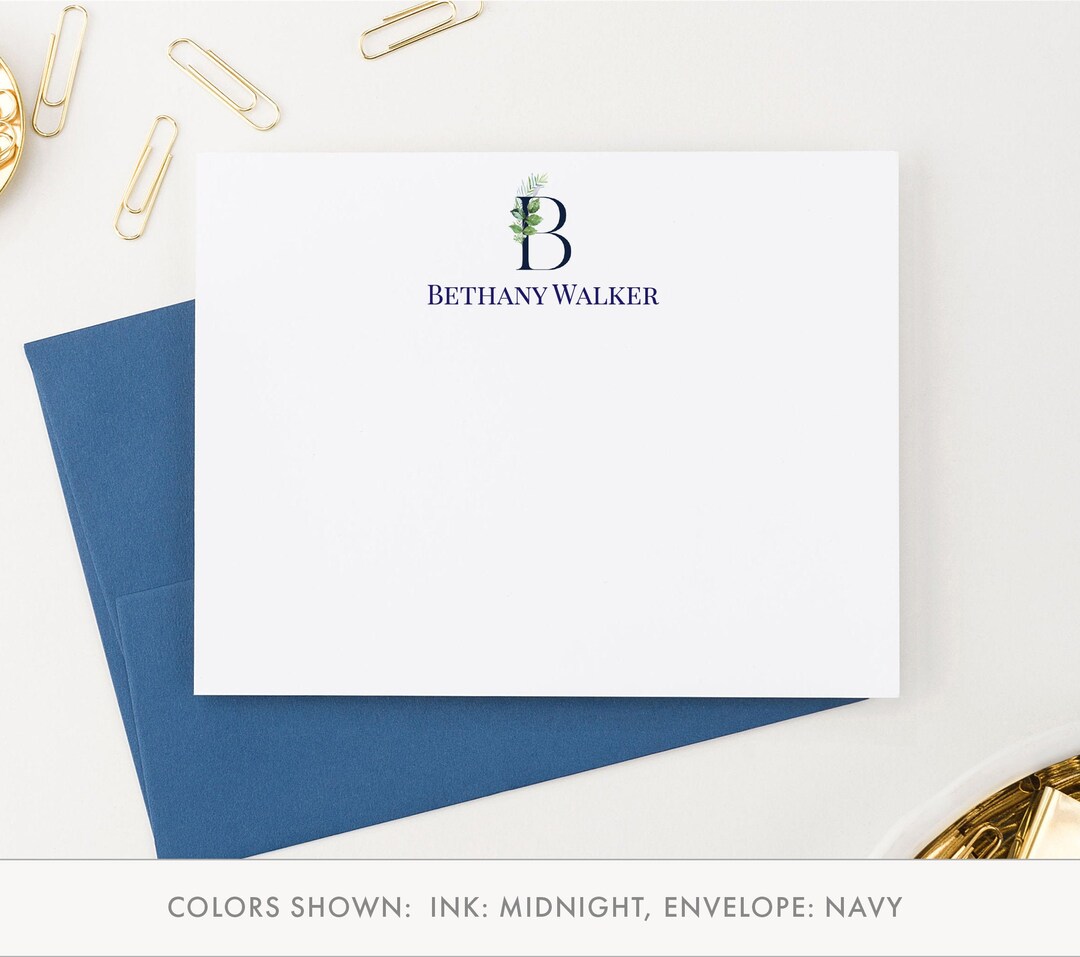 Personalized Monogrammed Note Cards With Envelopes, Initial Monogram ...