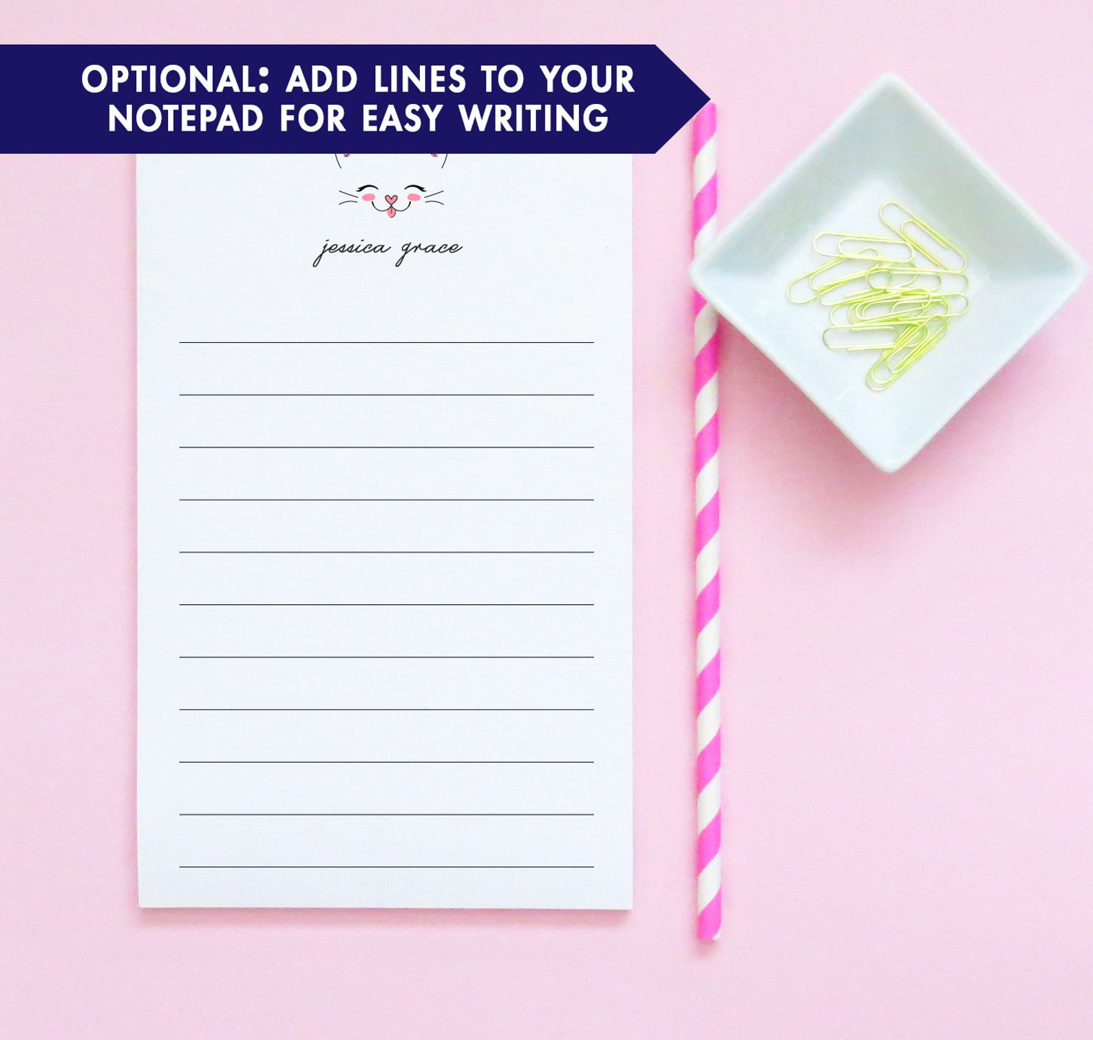 Cat Notepad for Girls Personalized Notepad for Kids Cats | Etsy