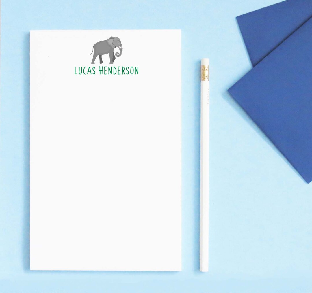 Elephant Personalized Notepad for Kids Cute Zoo Animal Note Pad ...