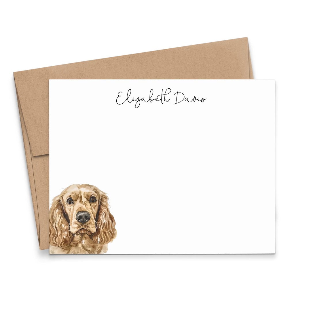 Cocker Spaniel Stationary Cards With Name, Choose Your Dog Breed, Flat ...