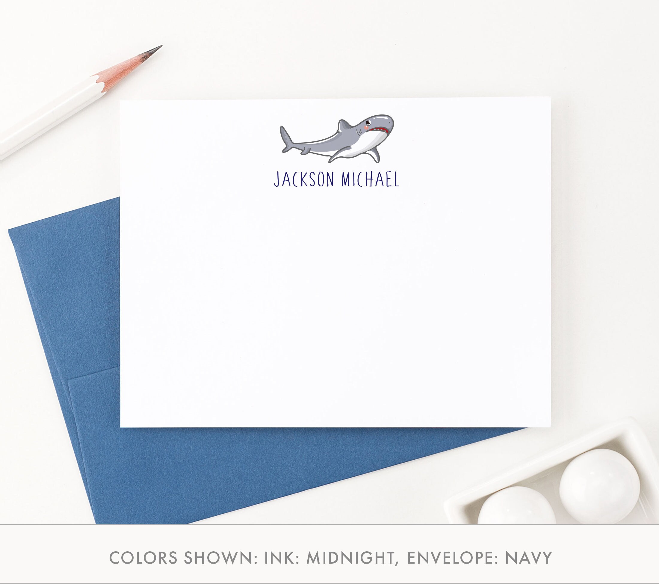 Shark Personalized Stationary for Boys Custom Shark Thank You Cards ...