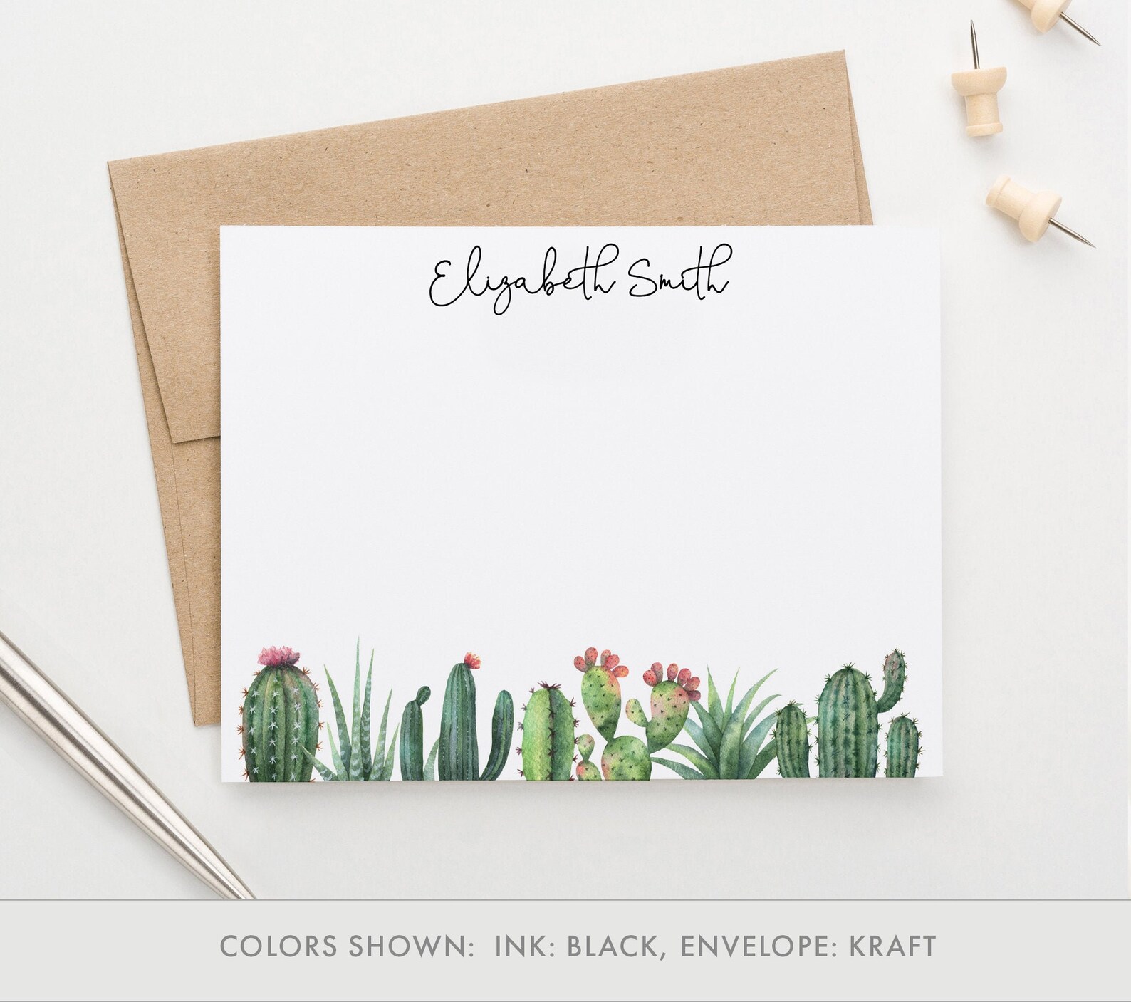 Personalized Cactus Stationery Set, Personalized Cactus Stationary for ...