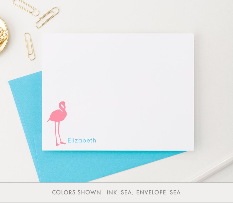 Girls Personalized Flamingo Kids Stationary Flamingo and Name | Etsy