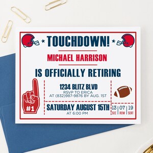 Football Retirement Party Invitations for Men Retirement Party Invites ...