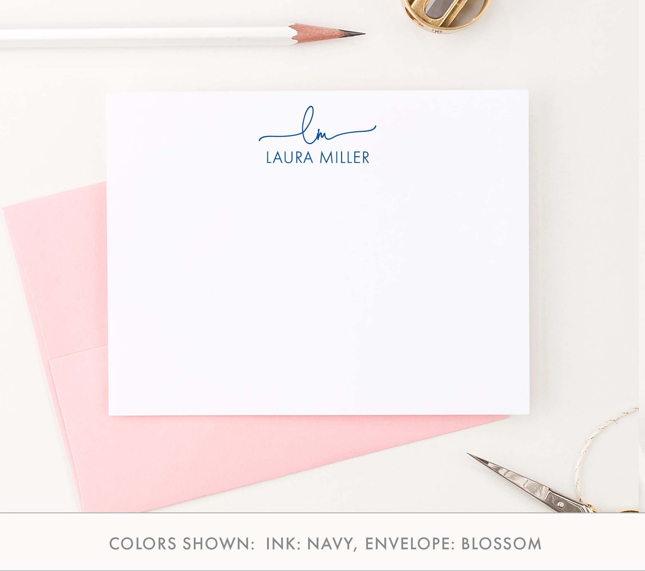 Elegant Script Monogram Stationery for Women Personalized 2 Letter ...
