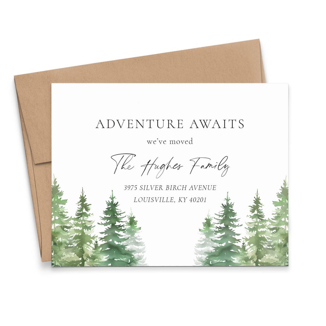 Custom Change of Address Announcements Cards With Trees, FLAT Moving ...