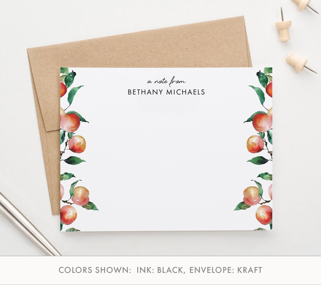Personalized Stationary Cards With Envelopes, Flat Fruit Stationery ...