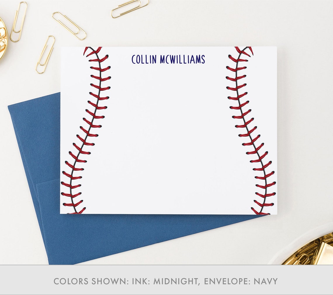 Kids Baseball Stationary Personalized Kids Thank You Cards, Sports ...