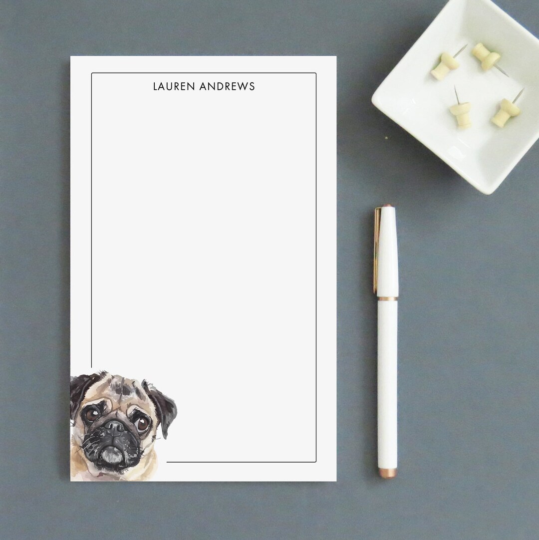 Pug Notepad With Envelopes, Choose Your Dog Breed, Personalized ...