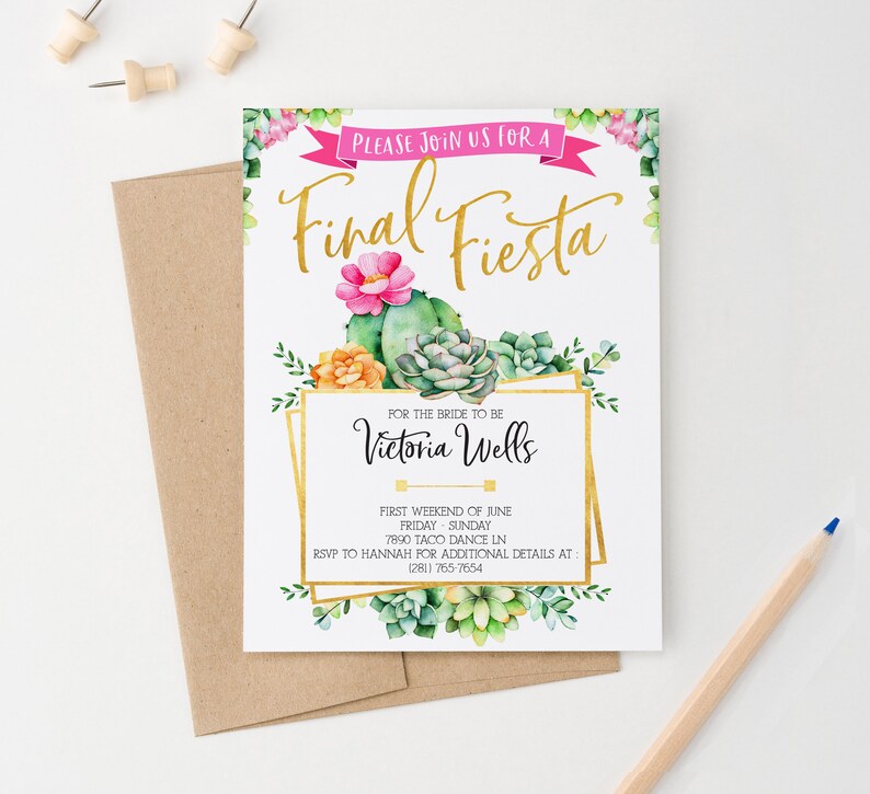 Final Fiesta Bachelorette Party Invitations Final Fiesta - Etsy