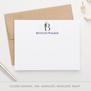 Personalized Monogrammed Note Cards With Envelopes, Initial Monogram ...