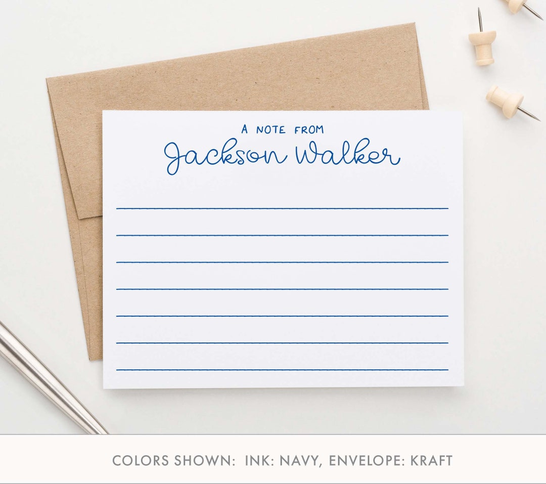 Boys A Note From Line Notecards, Simple Lined Kids Thank You Cards for ...
