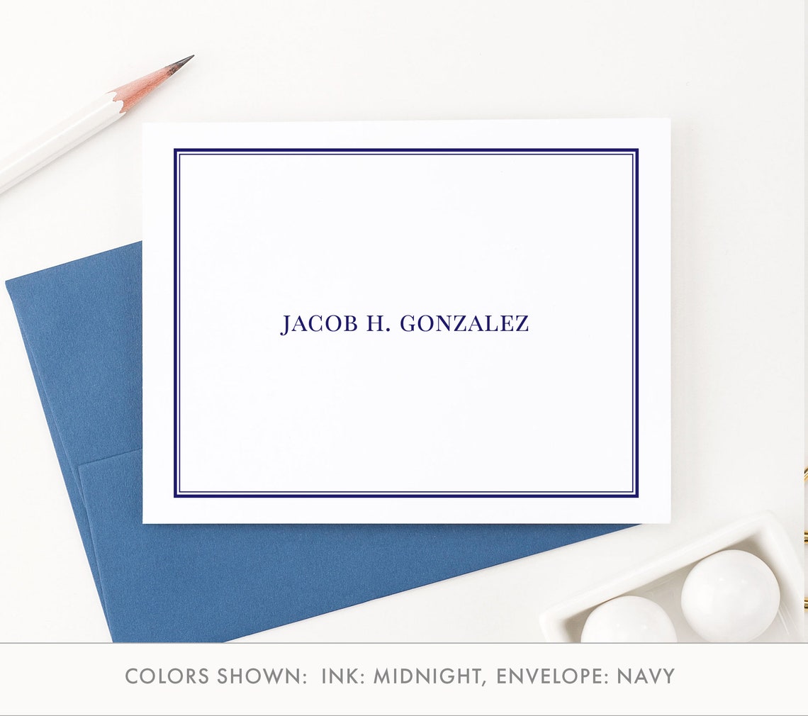 Personalized Stationary for Men, Folded Note Cards With Envelopes Set ...