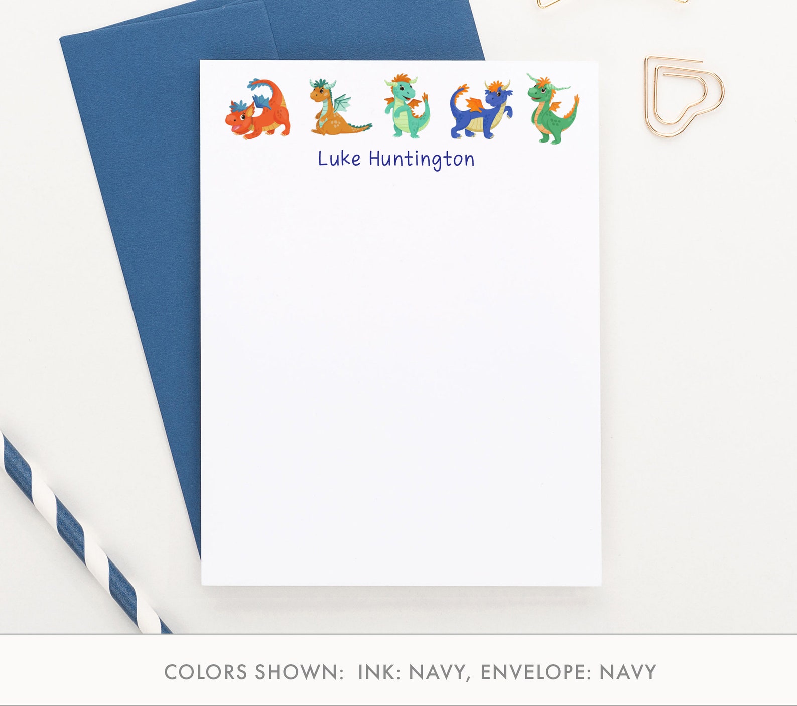 Dragons Stationery Set, Baby Dragon Thank You Card Personalized Dragon ...