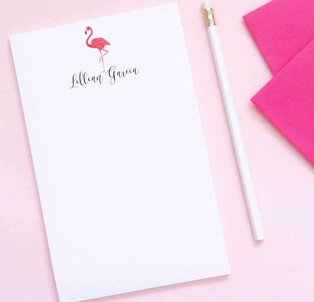 Custom Flamingo Stationary for Women, Flamingo Note Pads Personalized ...