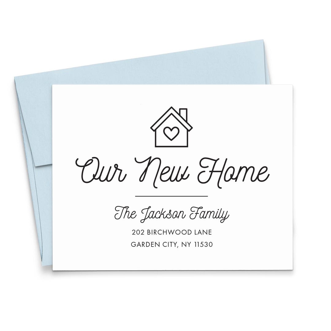 Change of Address Announcement Card With Heart, FLAT Custom Moving ...