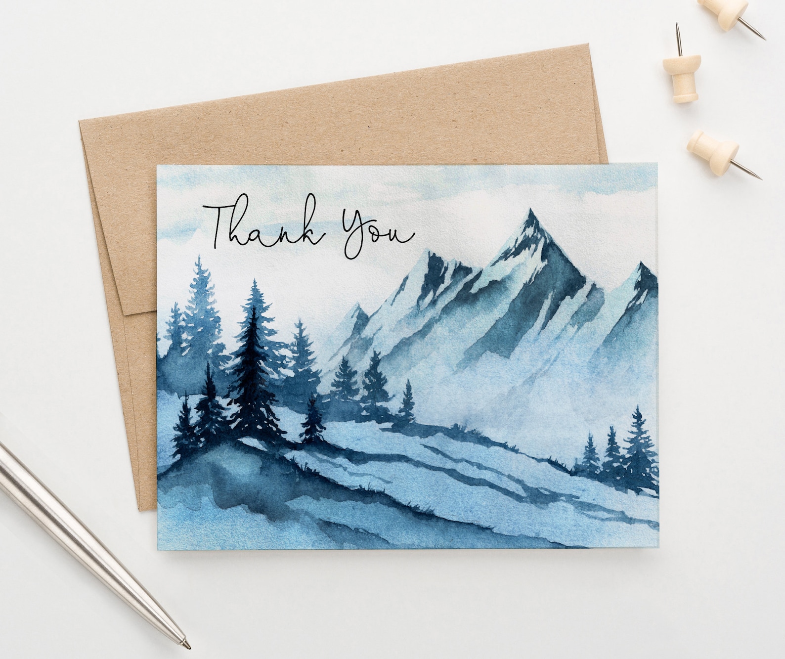 Mountain Thank You Cards Mountains Thank You Card for Men | Etsy