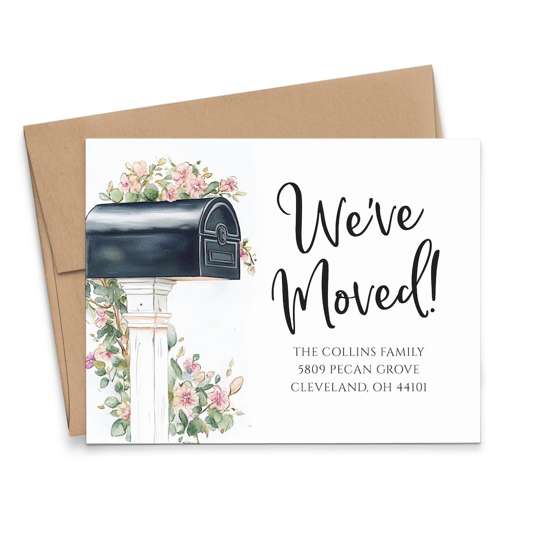We've Moved Announcement Card With Flowers, FLAT Custom Change of ...