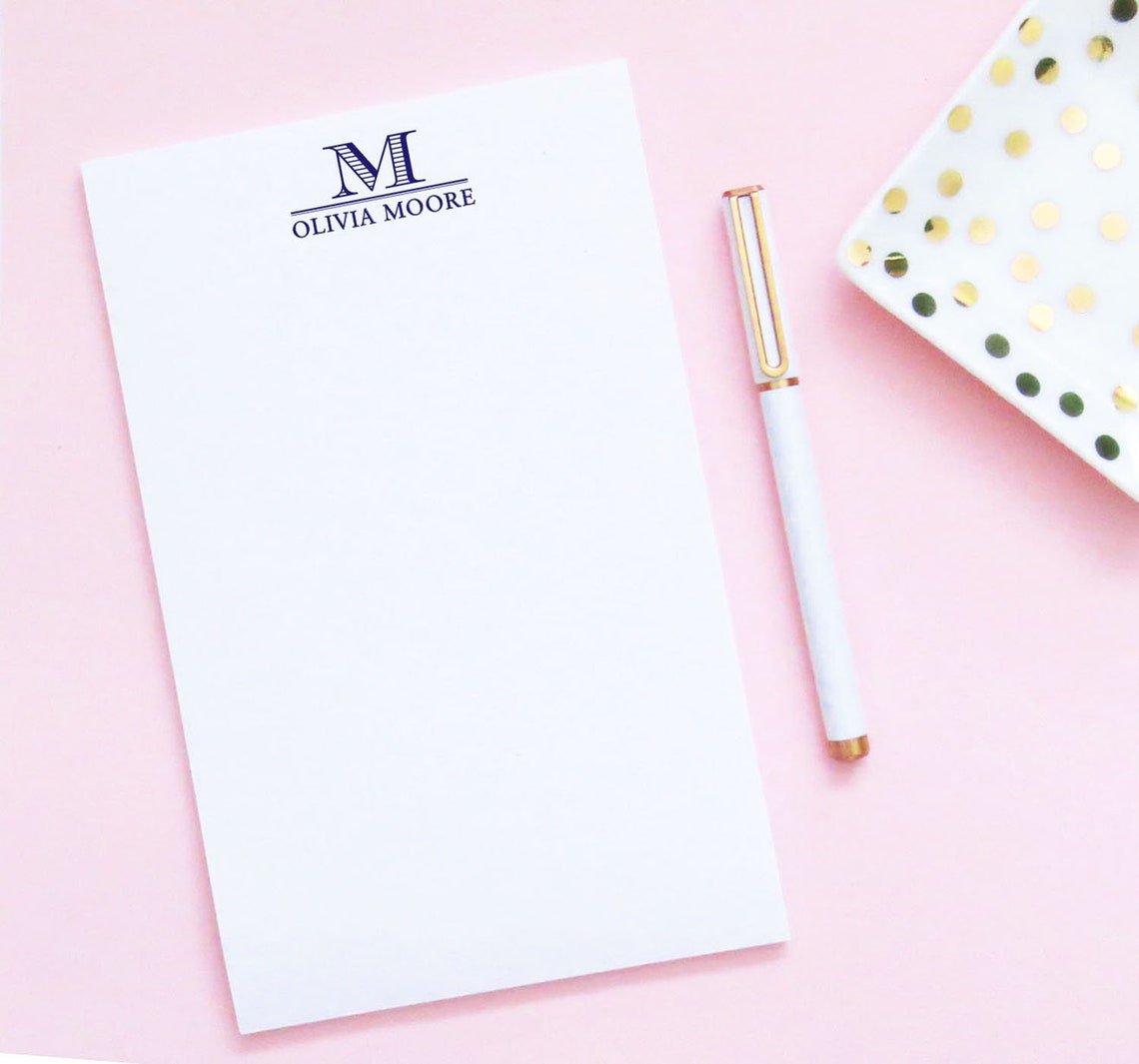Mens Monogrammed Notepads, Custom Stationary Notepad for Men Customized ...