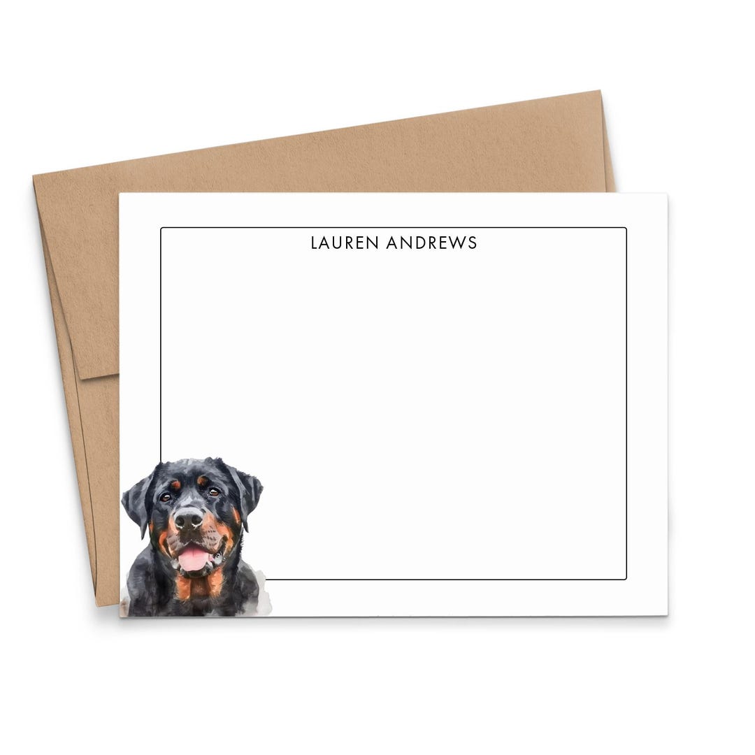 Rottweiler Notecard With Name for Pet Lovers, Choose Your Dog Breed ...
