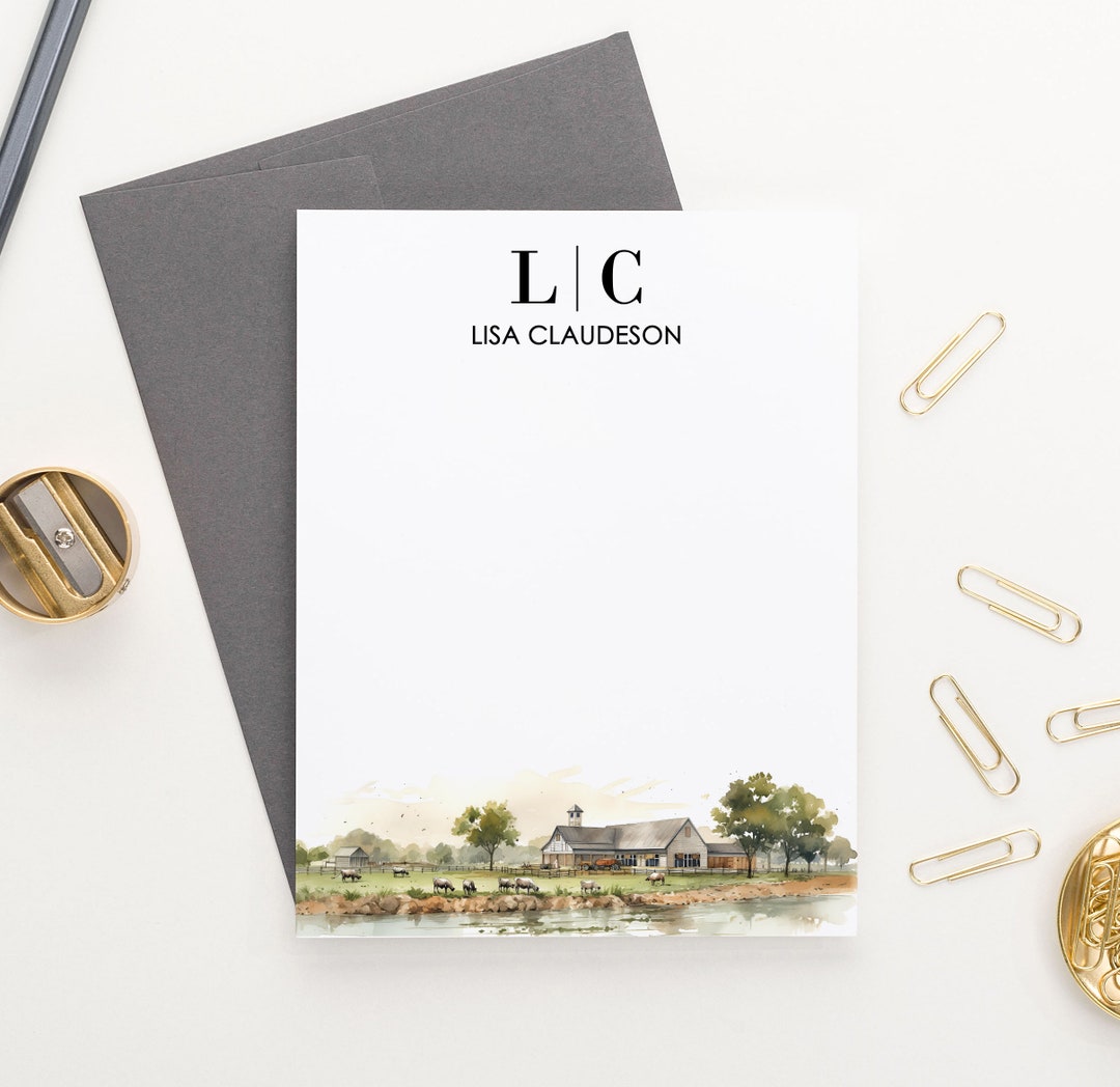 Personalized Monogram Stationary With Name, Flat Notecards With ...