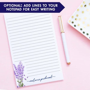 Lavender Personalized Note Pads for Women, Womens Elegant Lavender ...