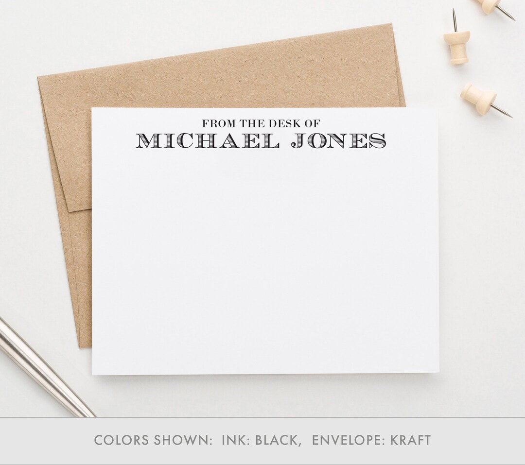 Mens Personalized Stationery Set, Customized Thank You Note Cards for ...