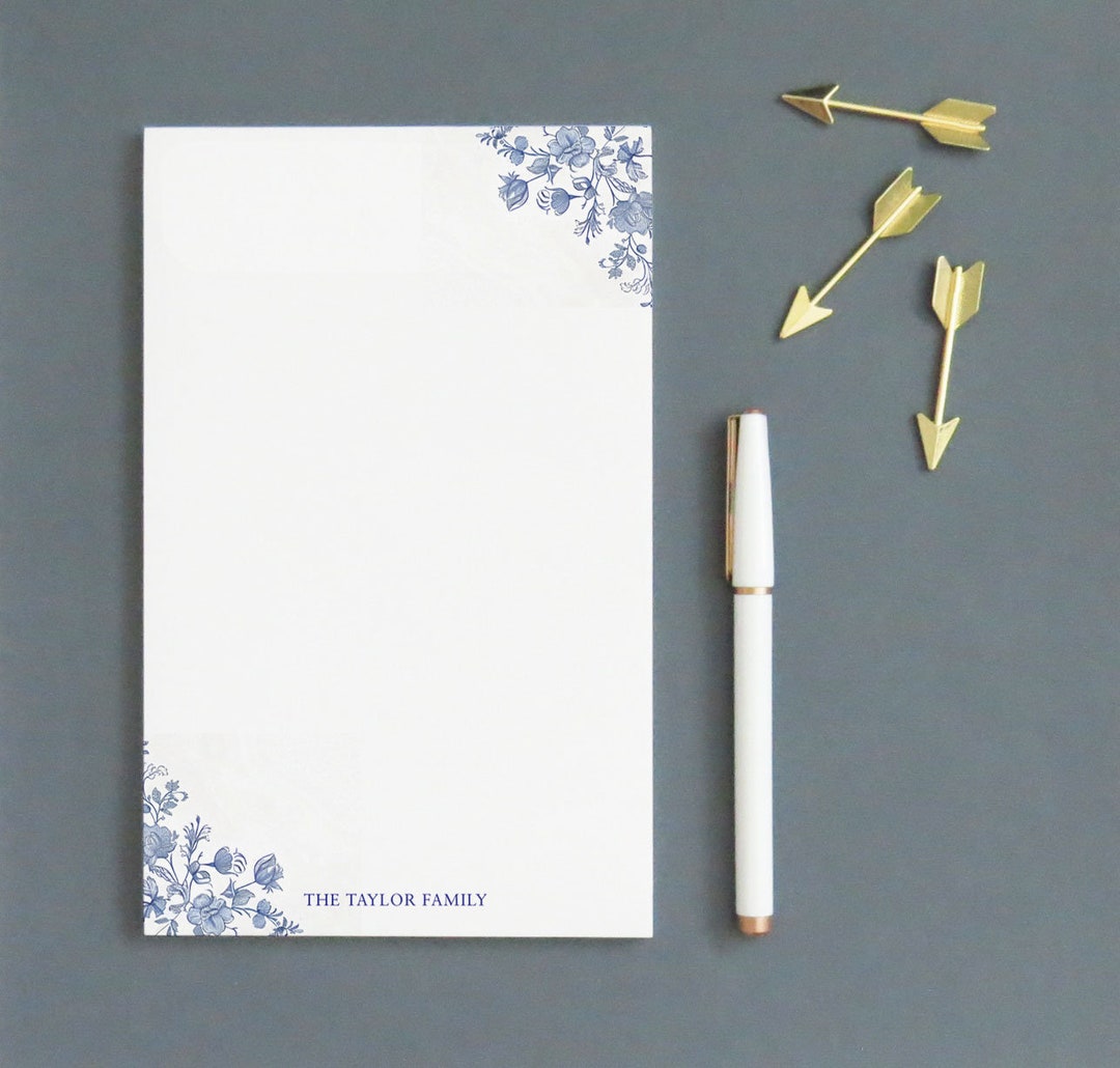 Family Personalized Stationary Set, Notepads Customized Floral ...