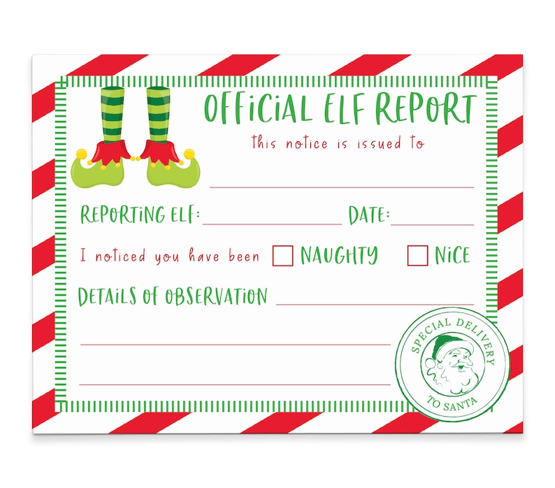 Official Elf Report Cards, SET OF 25, Elf Behavior Observation Cards ...
