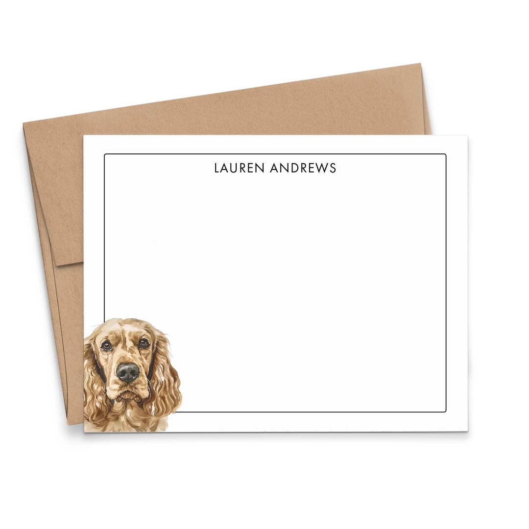 Cocker Spaniel Stationary With Envelopes, Choose Your Dog Breed, Flat ...
