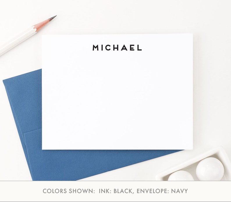 Personalized Stationery for Men, Personalized Note Cards Men, Custom ...