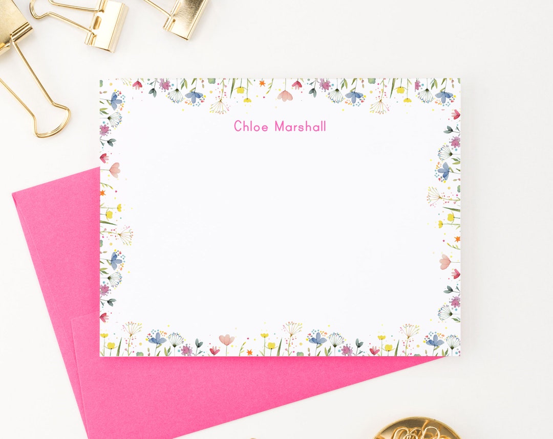 Personalized Stationery for Girls, Kids Note Card With Envelope ...